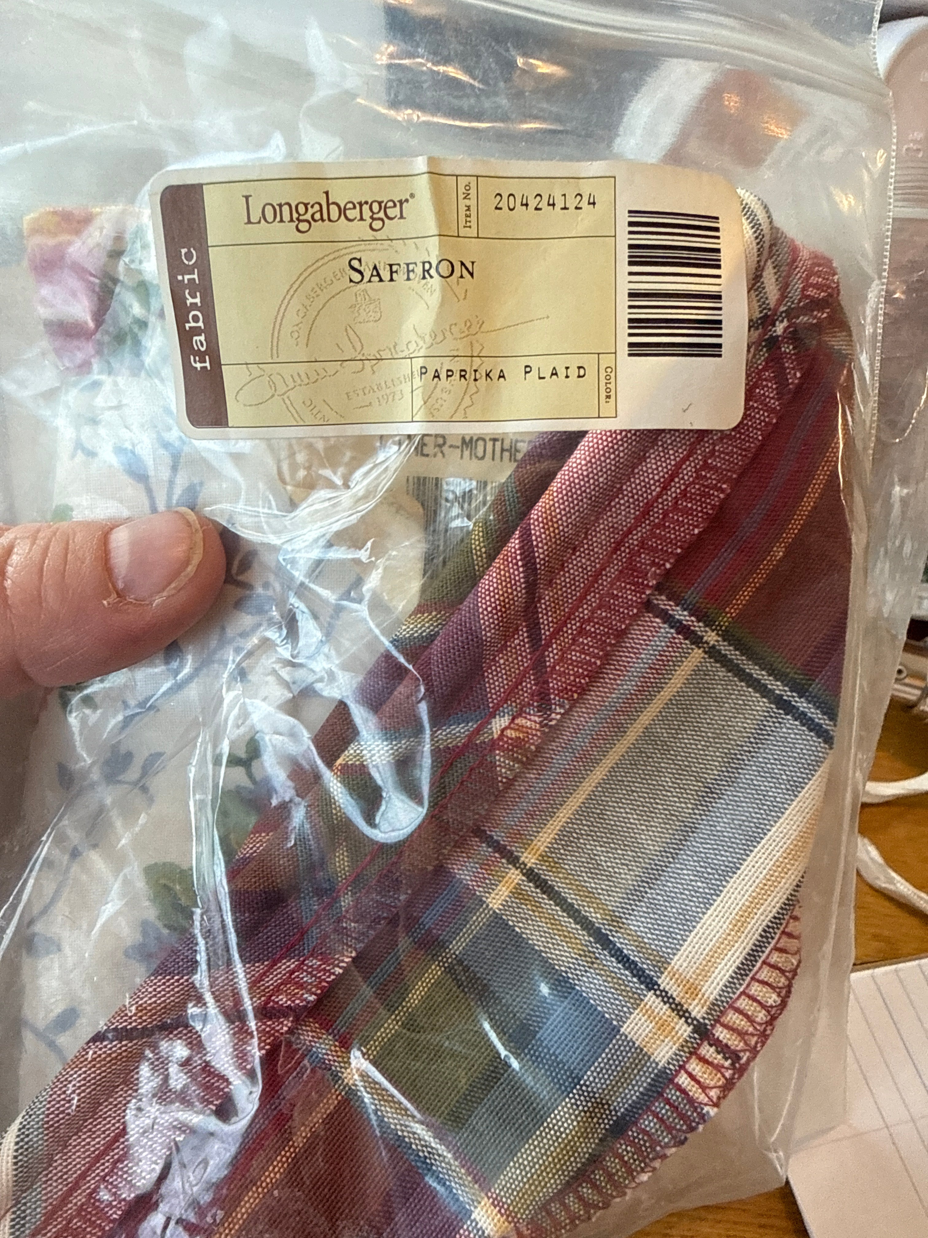 Longaberger saffron liner in paprika plaid – Bonkers 4 Baskets