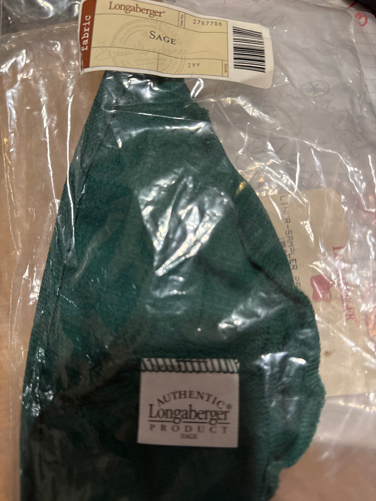 Longaberger sage liner in ivy – Bonkers 4 Baskets