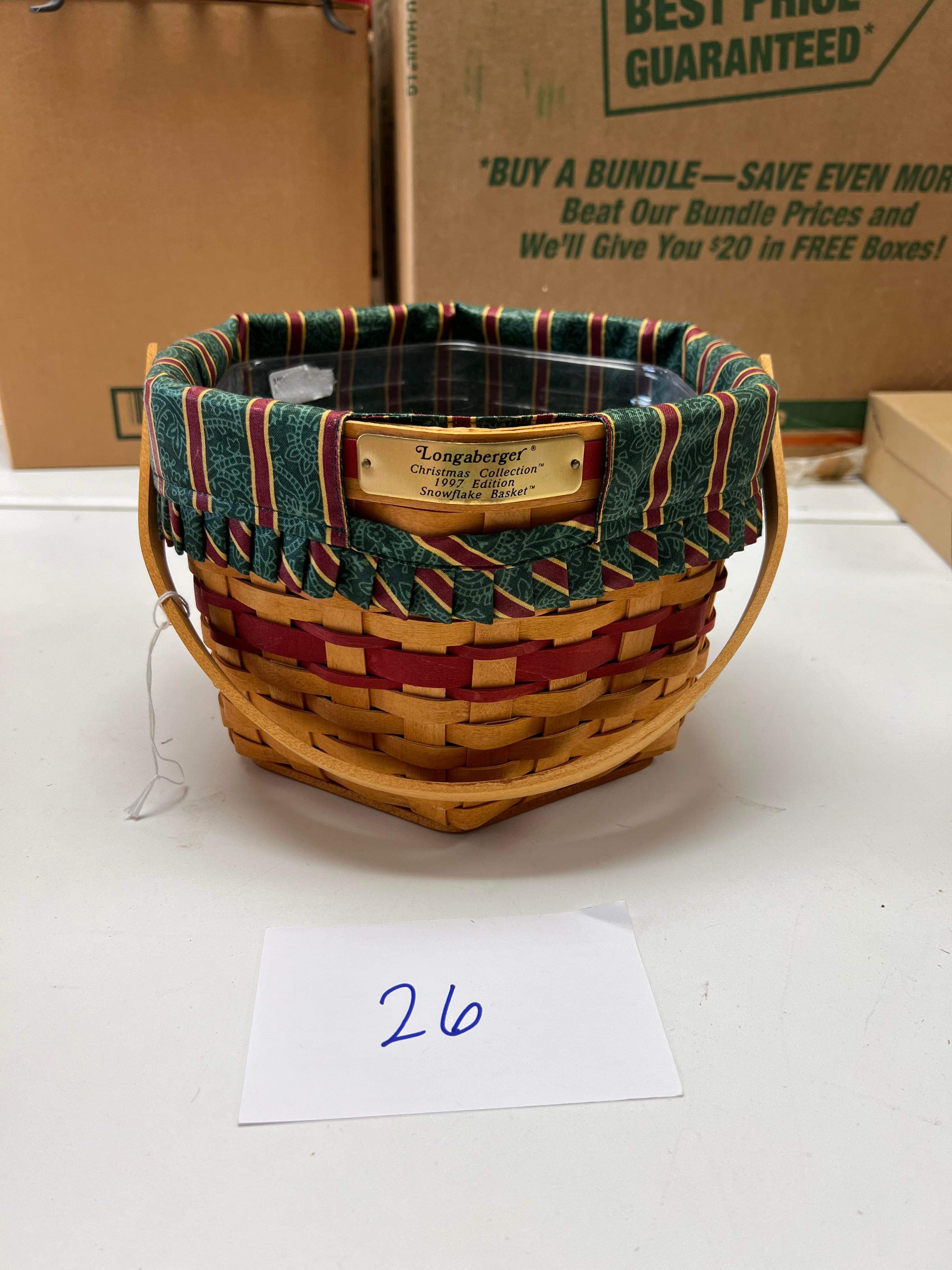 Longaberger Snowflake Basket with Liner and Protector – Bonkers 4 Baskets