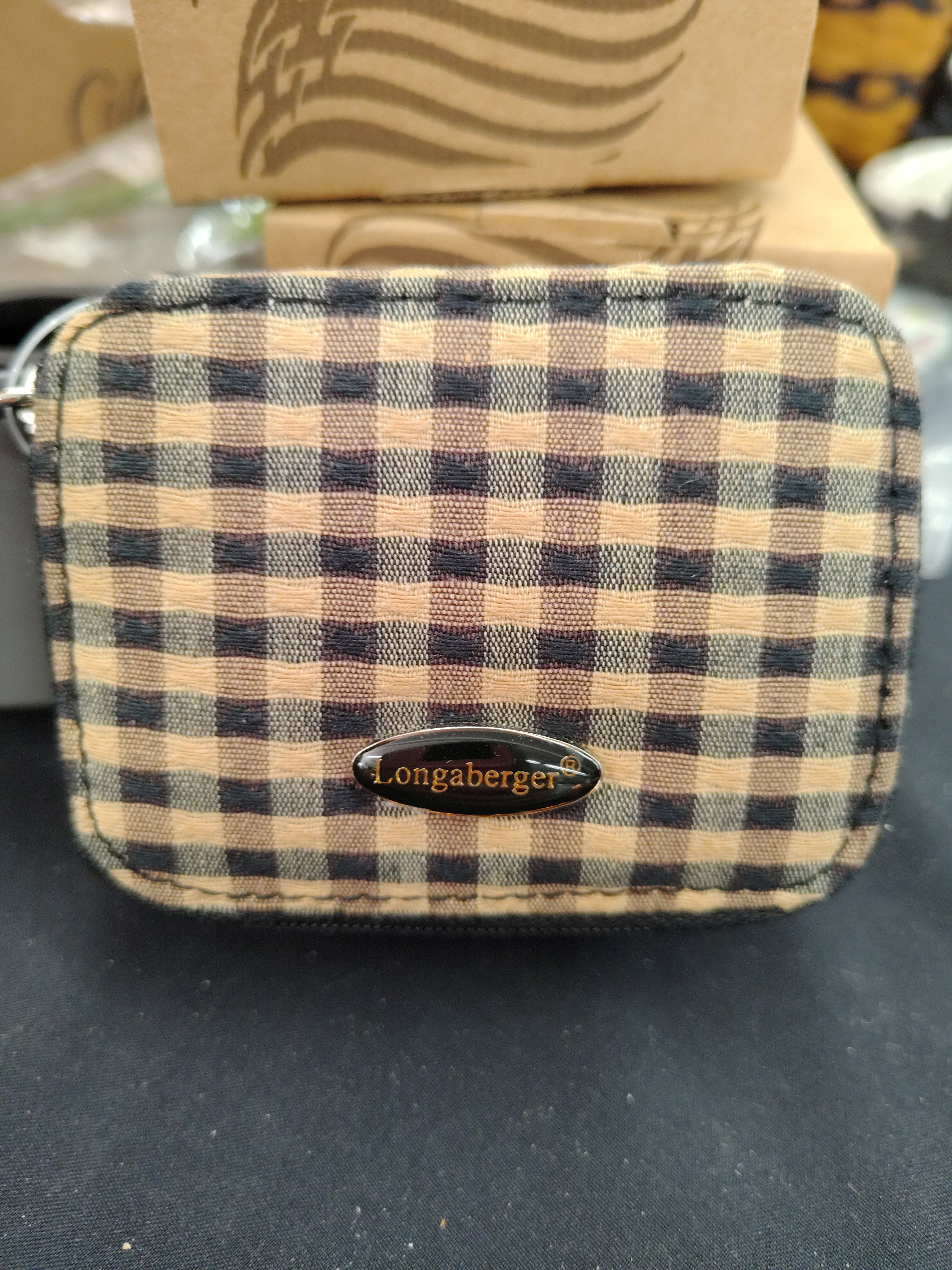 Longaberger khaki check pill keeper – Bonkers 4 Baskets